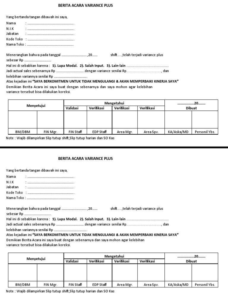 Form Ba Variance Plus Terbaru | PDF