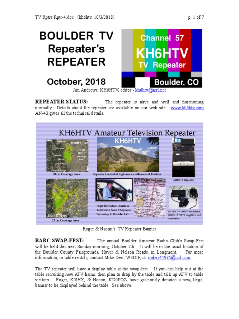 Boulder TV Repeater's Repeater: October, 2018 | Descargar gratis PDF ...