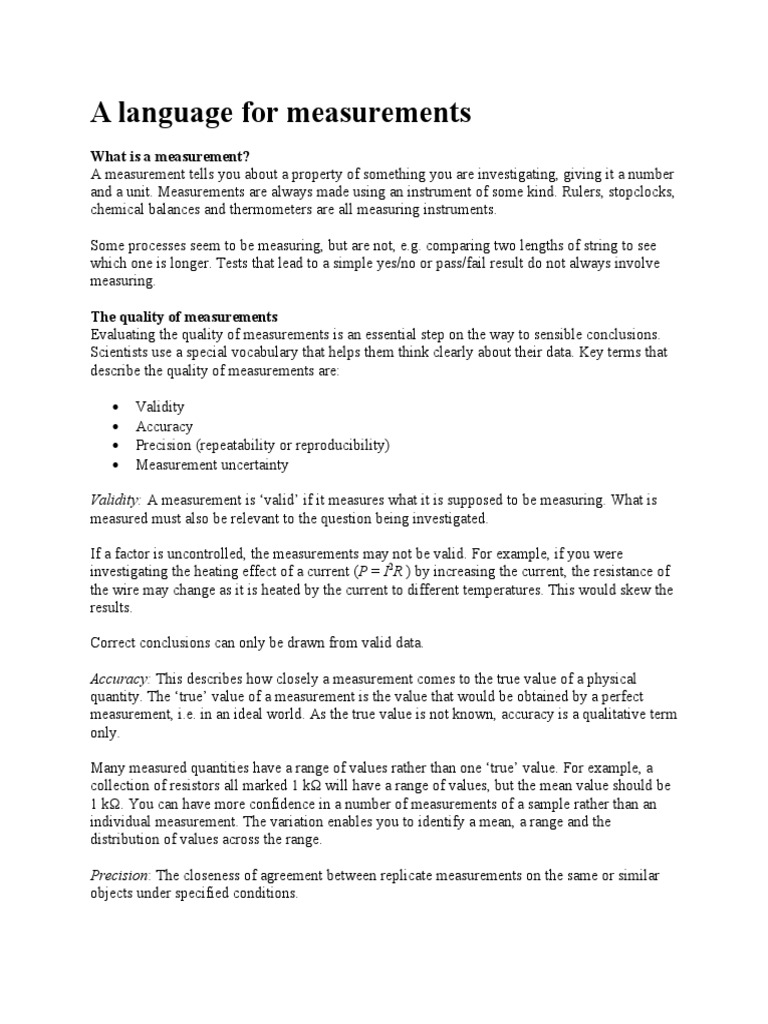 A Language For Measurements | PDF | Measurement | Observational Error