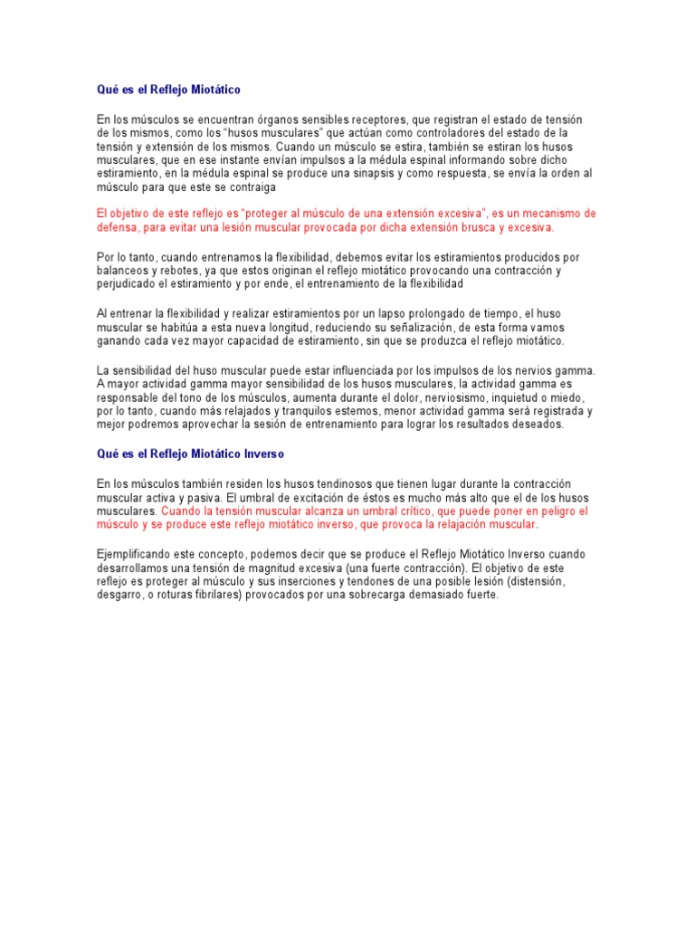 Reflejo Miotático y su Función Protectora | PDF | Músculo | Contracción ...