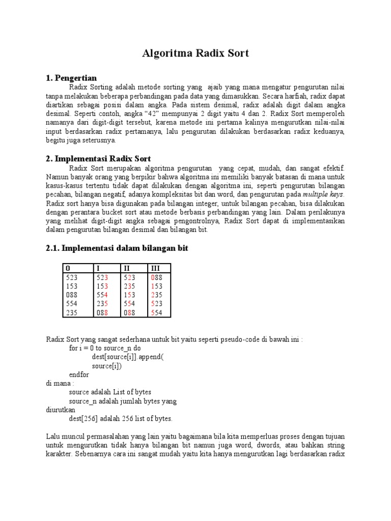 Algoritma Radix Sort | PDF