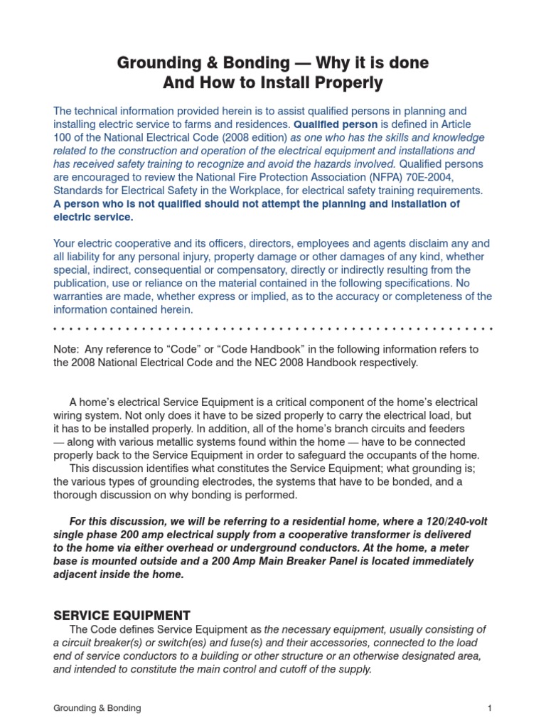 Grounding & Bonding - Why It Is Done and How To Install Properly | PDF ...