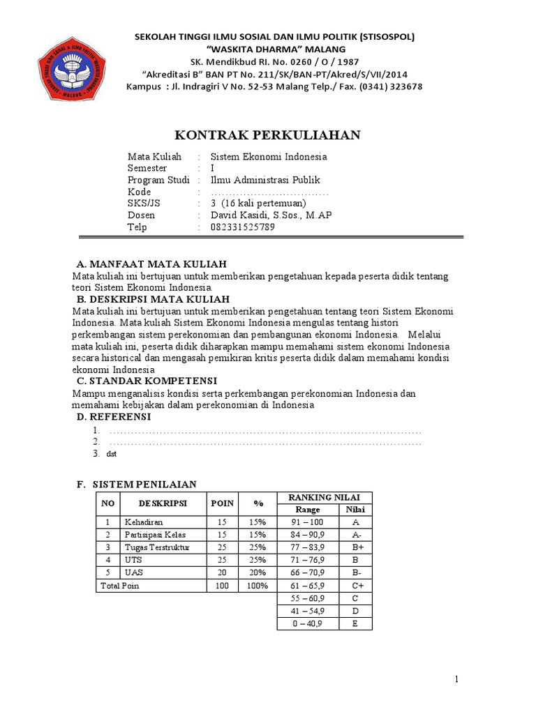 Kontrak Perkuliahan | PDF