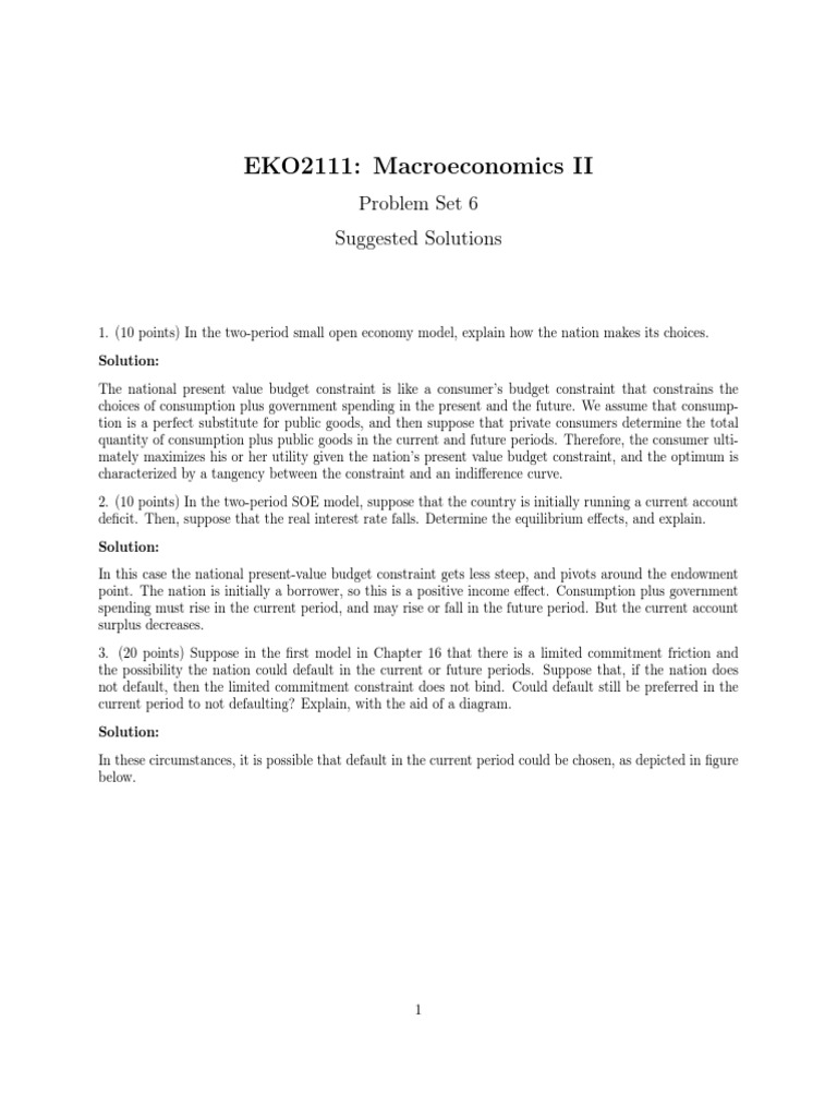 EKO2111: Macroeconomics II: Problem Set 6 Suggested Solutions | Descargar gratis PDF | Economic ...