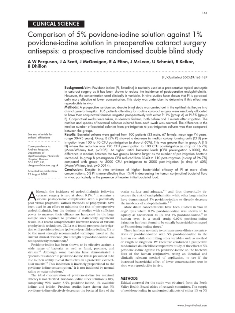 Comparison of 5% PVP-i Solution Against 1% PVP-i Solution in ...