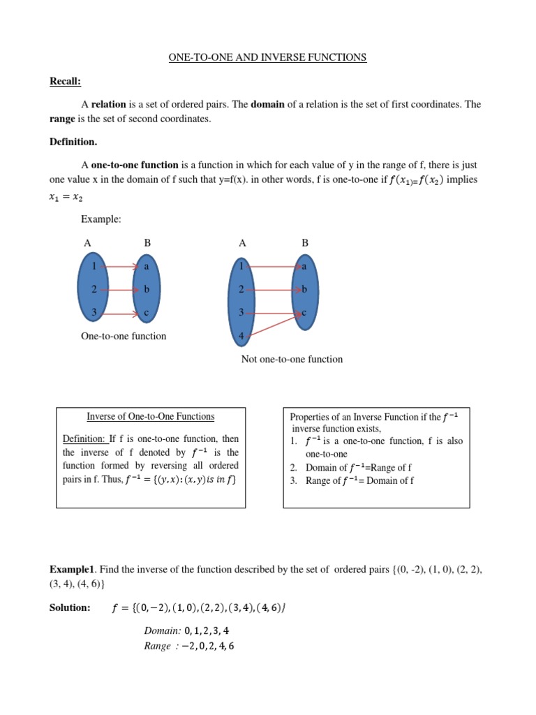 One To One and Inverse Functions 1 | PDF | Function (Mathematics) | Algebra