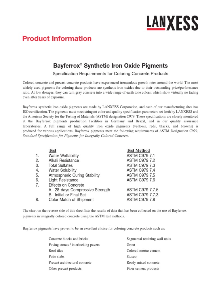 ASTM C 979 Lanxess | PDF | Concrete | Pigment