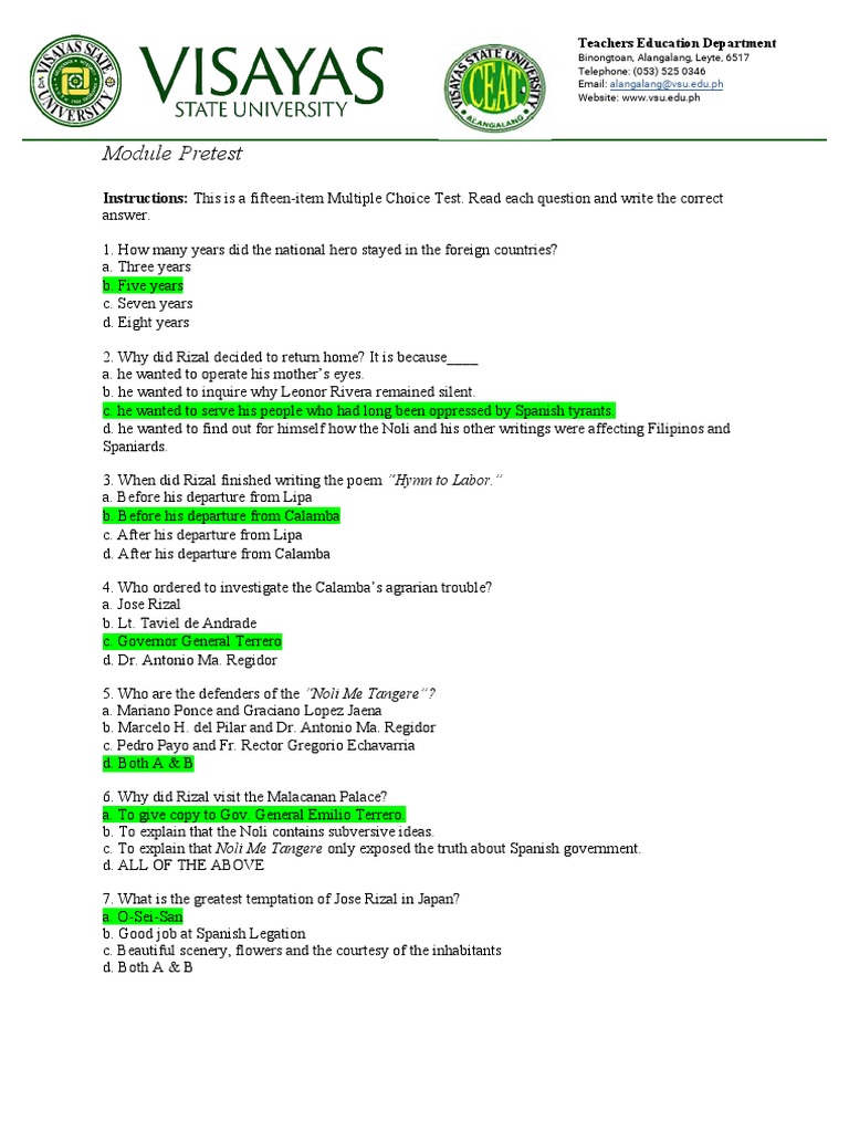 Module Pretest: Instructions: This Is A Fifteen-Item Multiple Choice ...