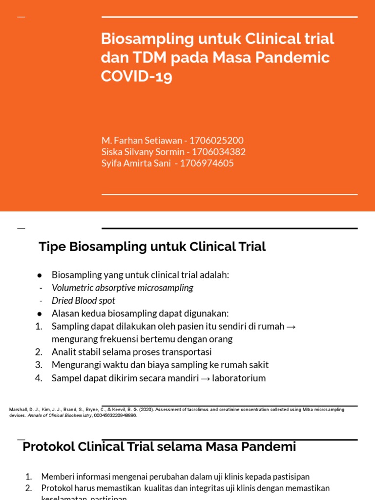 Bioanalisis Biosampling Di Era Pandemi Farhan Siska Syifa Amirta | PDF