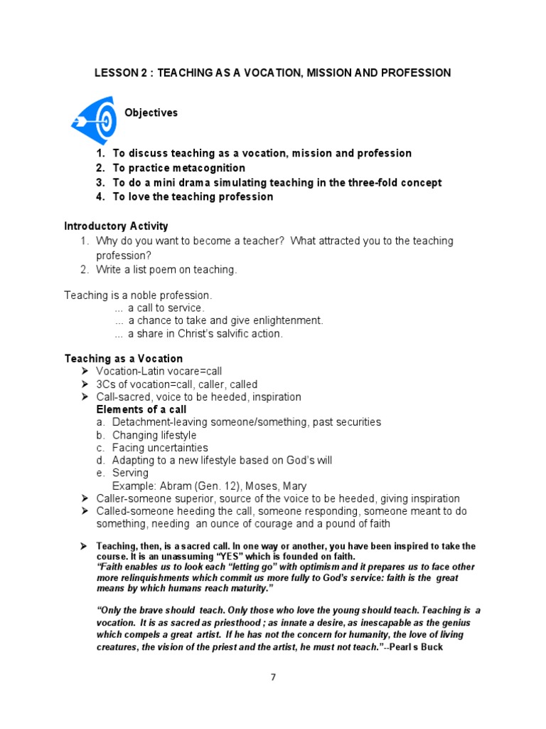 Lesson 2 TEACHING AS A VOCATION New | PDF | Licensure | Teachers