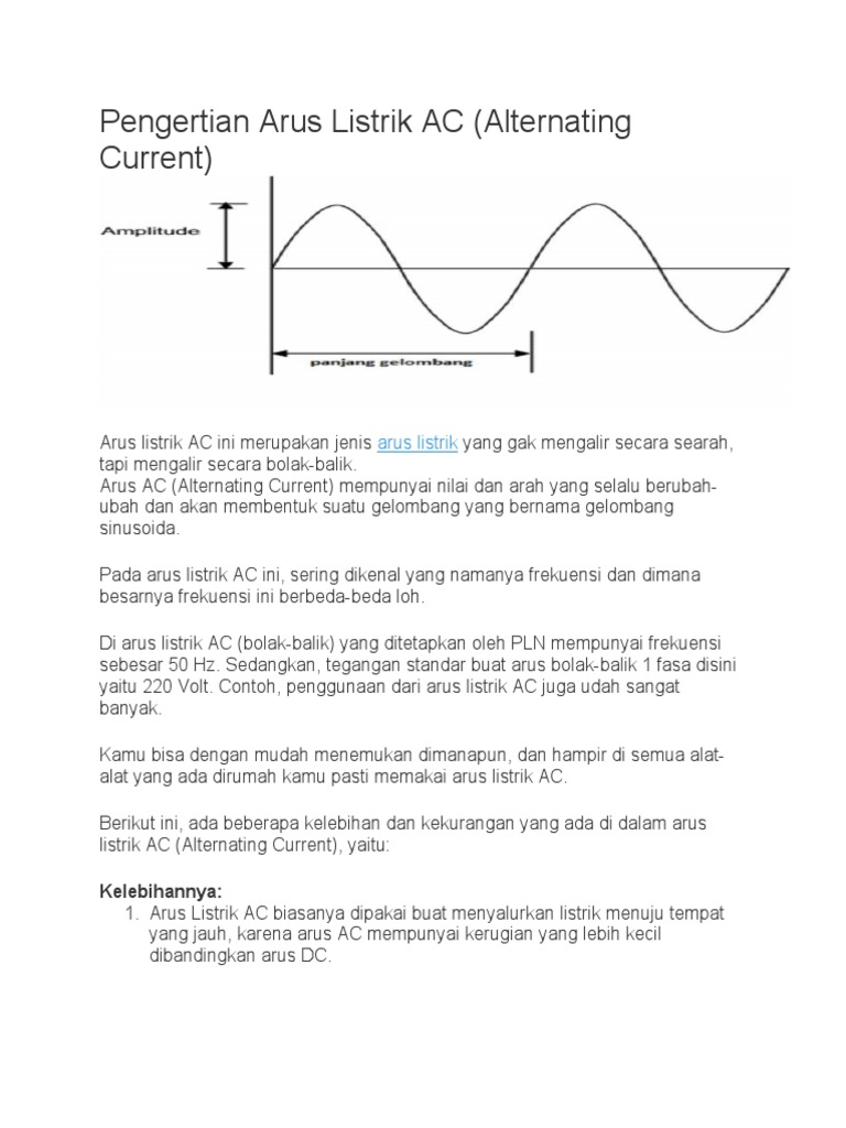 Pengertian Arus Listrik AC Dan DC | PDF