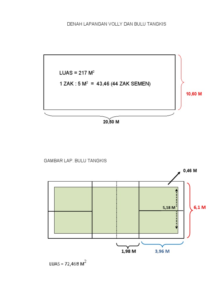 Denah Lapangan Volly Dan Bulu Tangkis | PDF