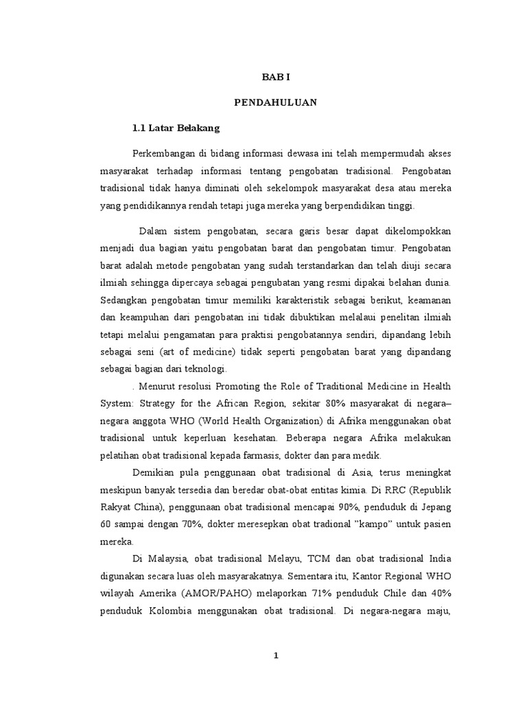 Prinsip Dan Terapi Tradisional Komunitas. BAB I, II, III-1 | PDF