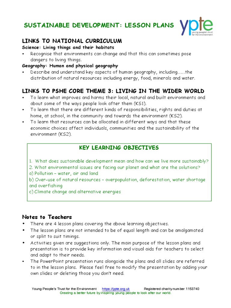 Sustainable Lesson Plans for Schools | PDF | Climate Change ...