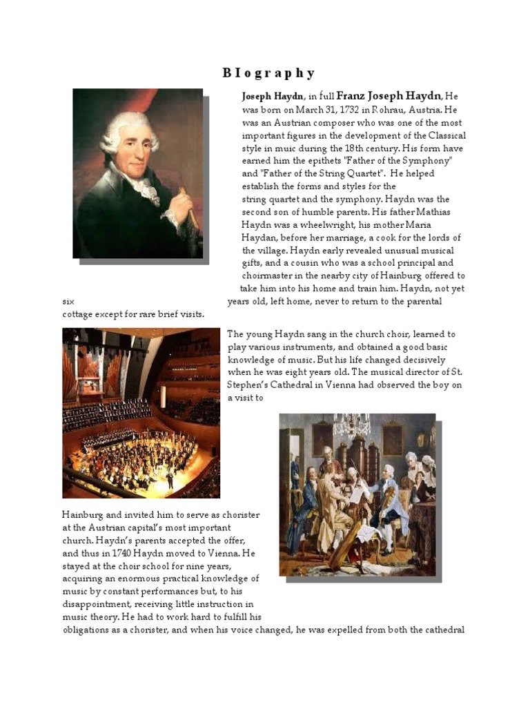 Biography: Franz Joseph Haydn | PDF | Deutschlandlied | Orchestras