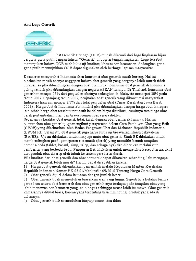 Arti Logo Generik | PDF | Kesehatan Holistik