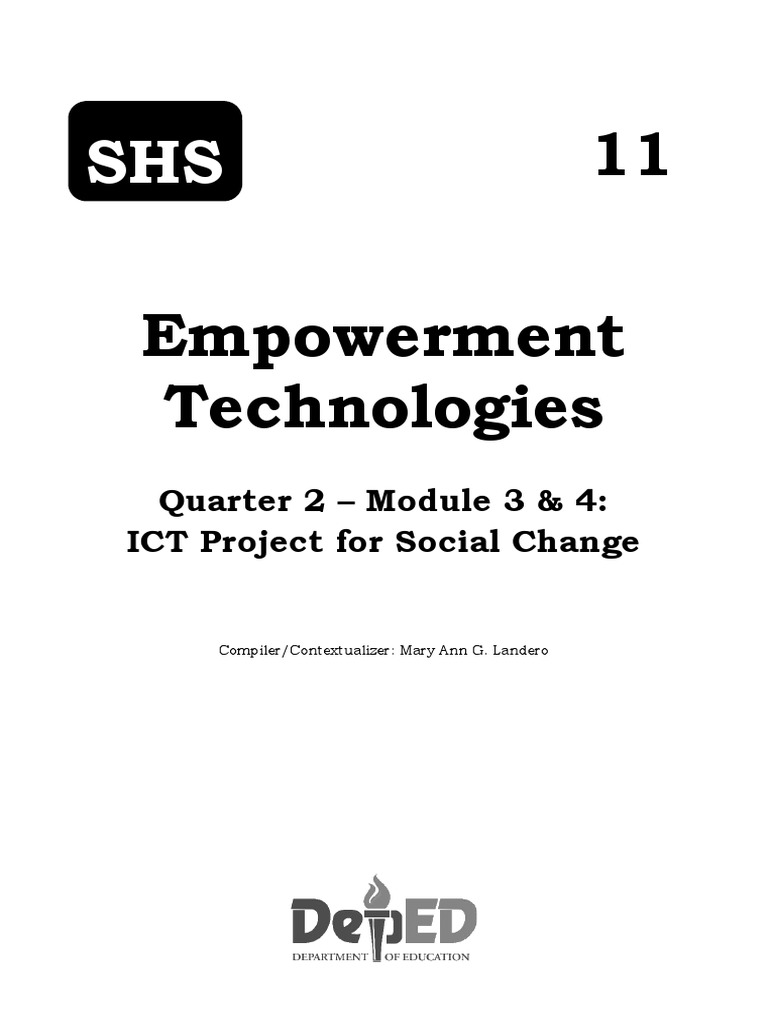 11 Empowerment Technologies: Quarter 2 - Module 3 & 4: ICT Project For Social Change | PDF ...