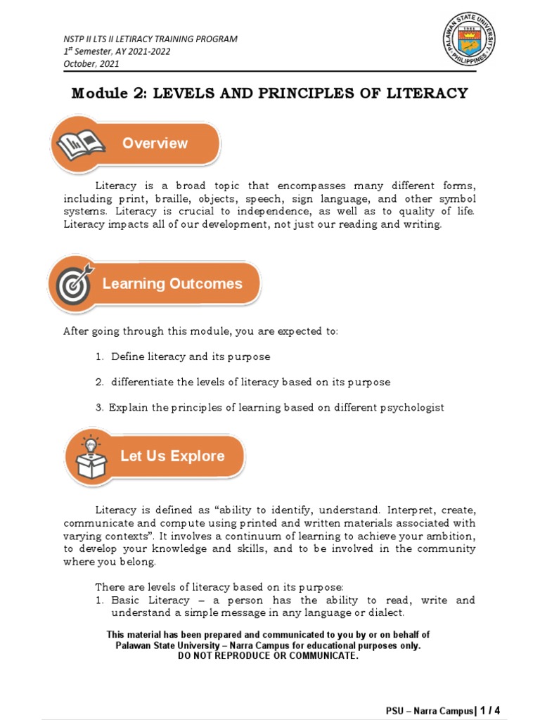 Nstp2 Lts II Module 2 | PDF | Teachers | Literacy