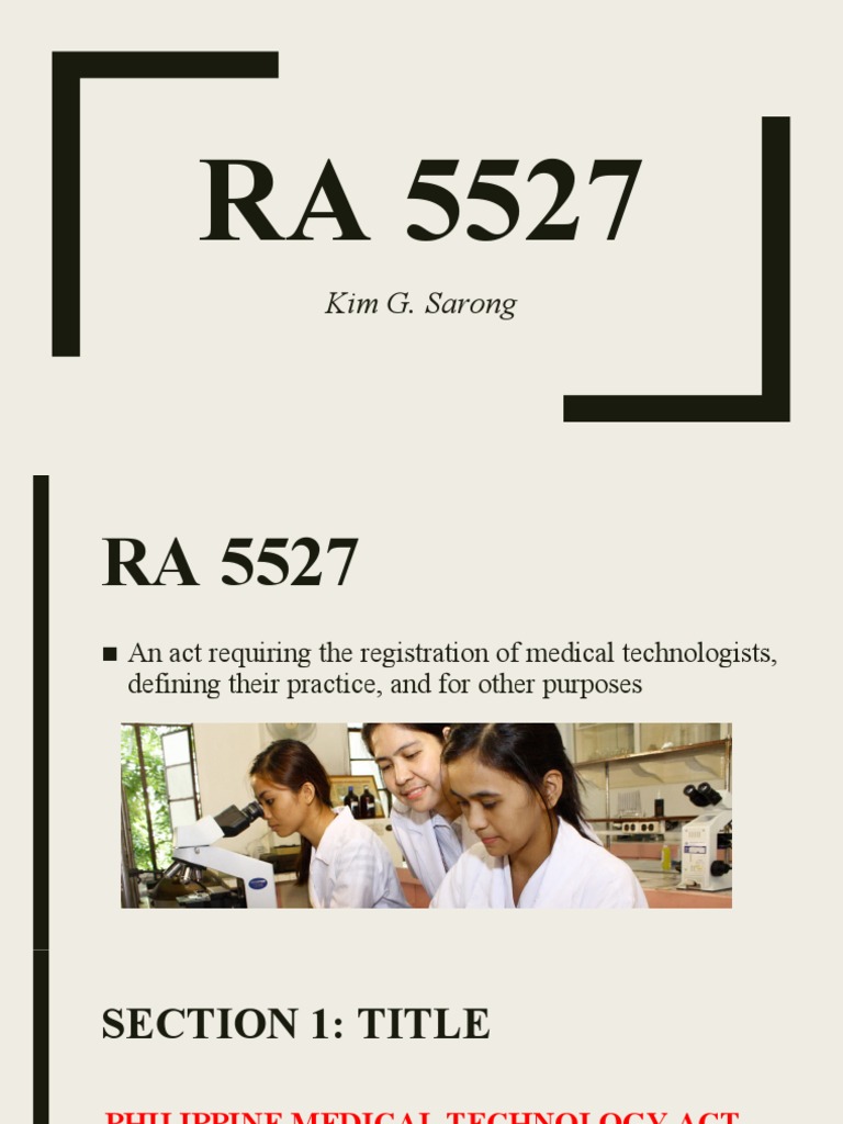 Ra 5527 | PDF | Pathology | Licensure
