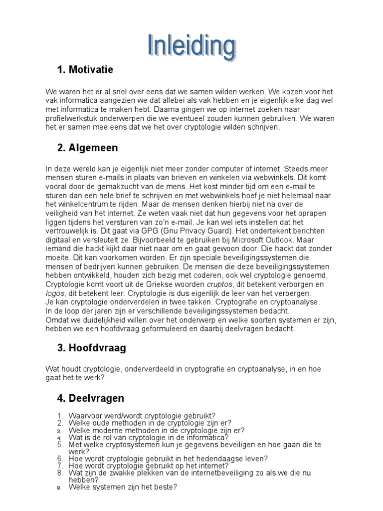 Profielwerkstuk Cryptologie | PDF