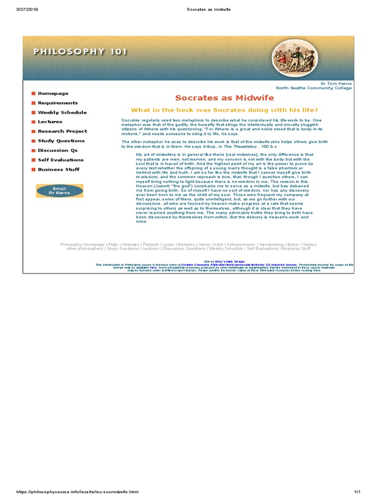 Socrates as Midwife: Using the Metaphor of Midwifery to Describe ...