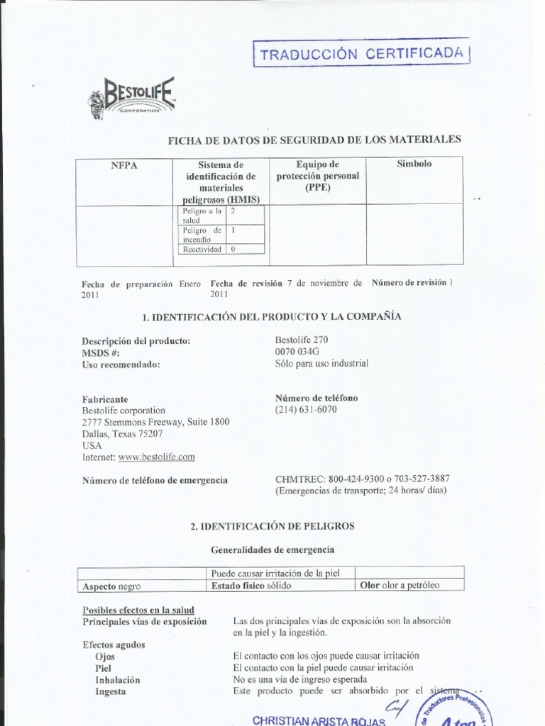 MSDS - Bestolife Corporation - (24.07.13) | PDF