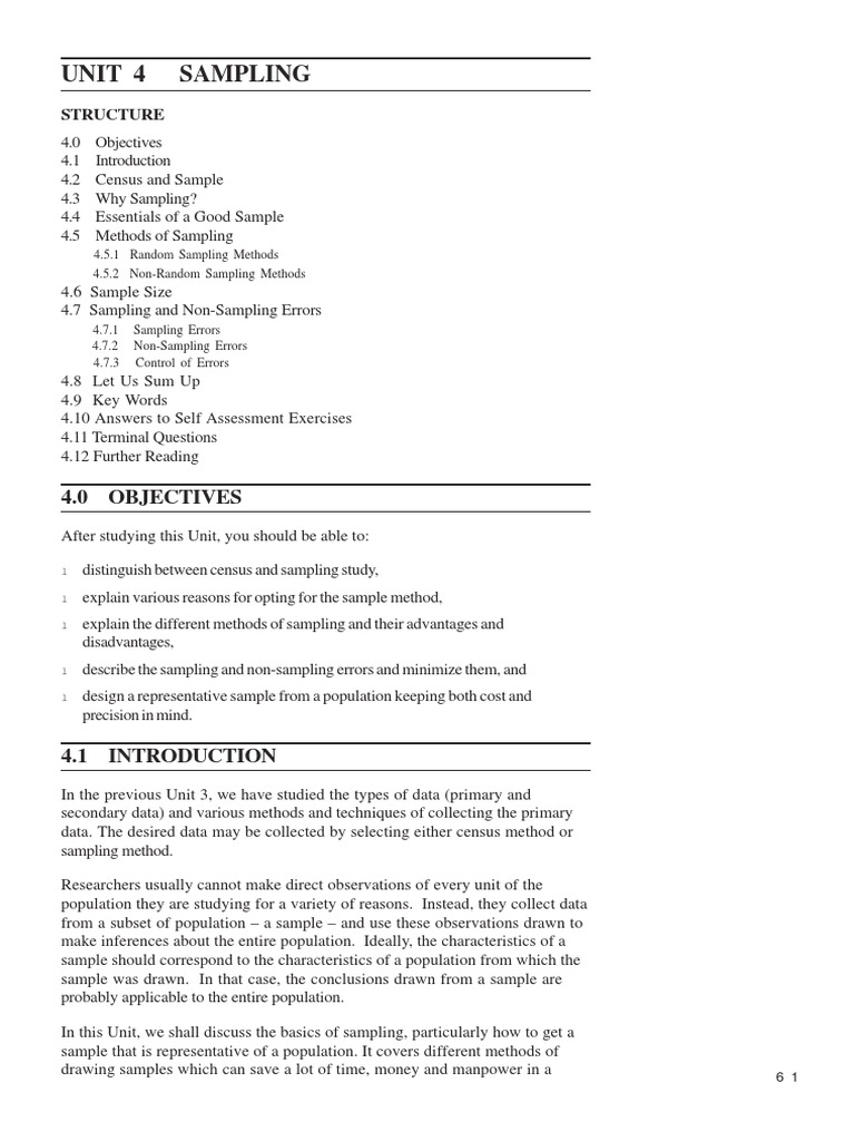 Block-1 MCO-3 Unit-4 | PDF | Sampling (Statistics) | Census
