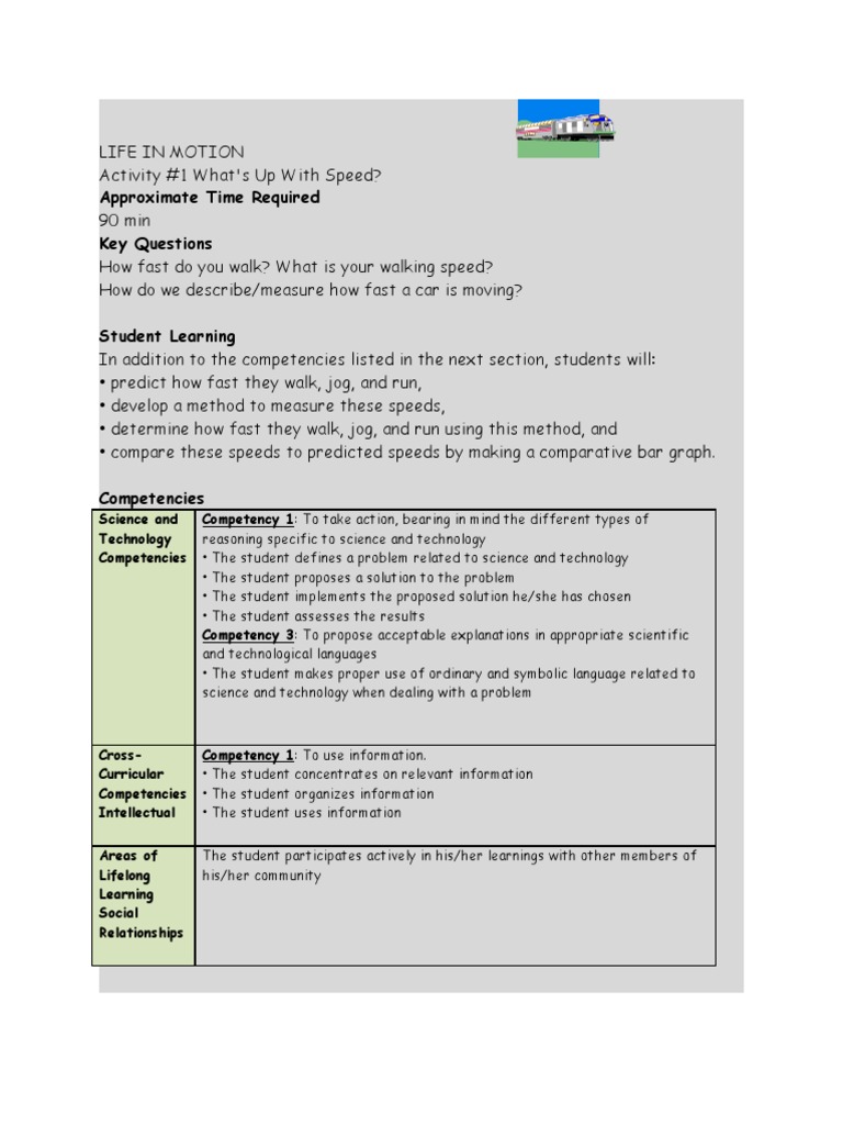 Teacher Guide Activity 1 Speed | PDF | Speed | Science