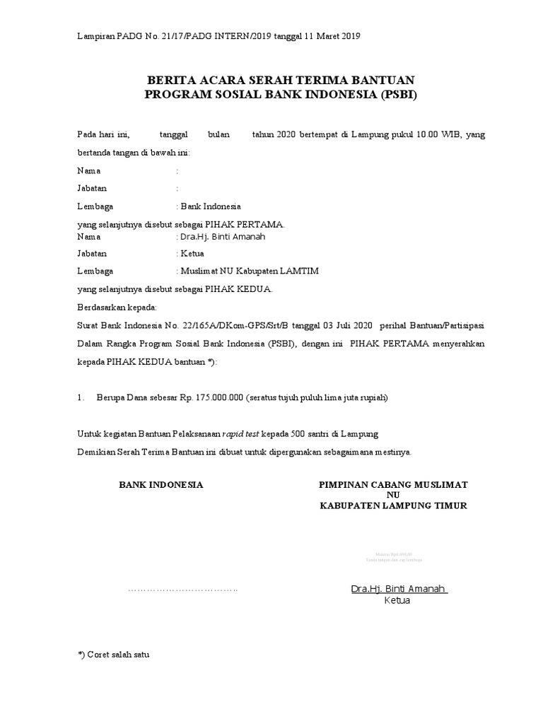 Form Serah Terima | PDF