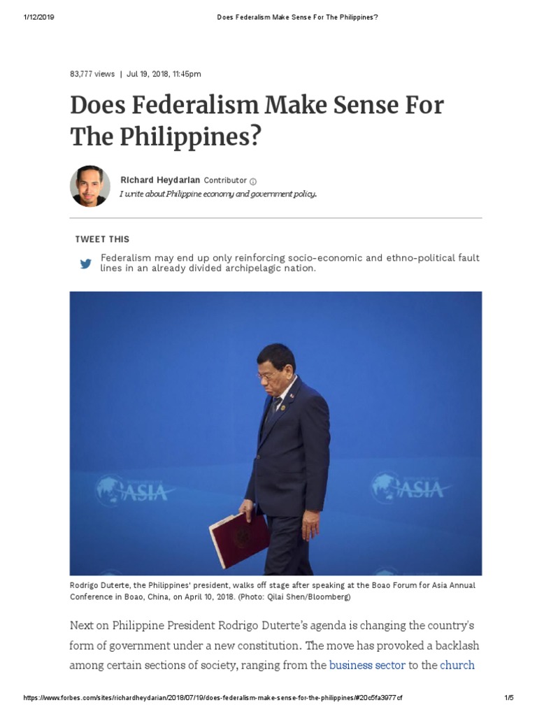 Does Federalism Make Sense For The Philippines? Analyzing the Potential ...