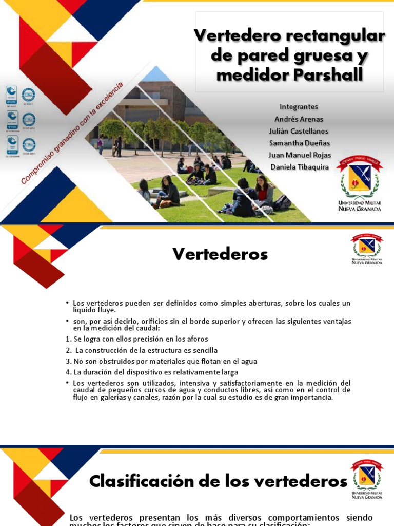 Vertedero Rectangular de Pared Gruesa y Medidor Parshall | PDF | Riego | Descarga (hidrología)