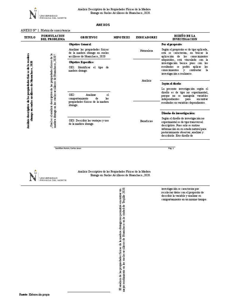 Ejemplo de Matriz de Consistencia | PDF | Madera | Diseño de la ...