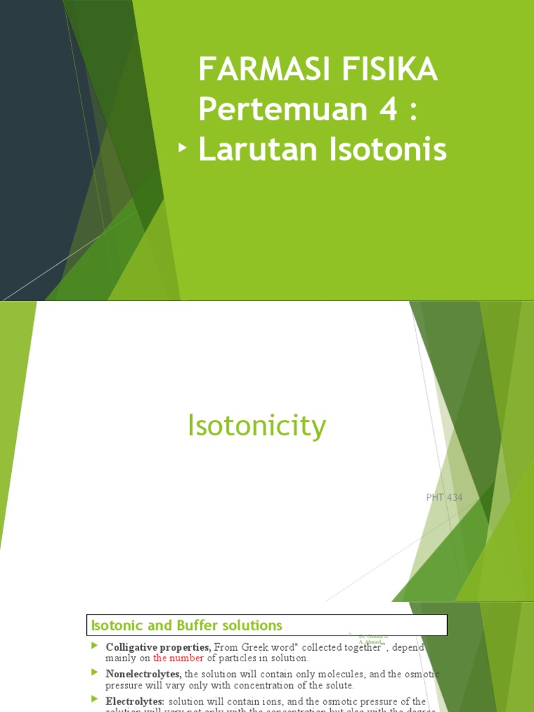 Isotonic Solutions in Pharmacy | PDF | Osmosis | Chemistry