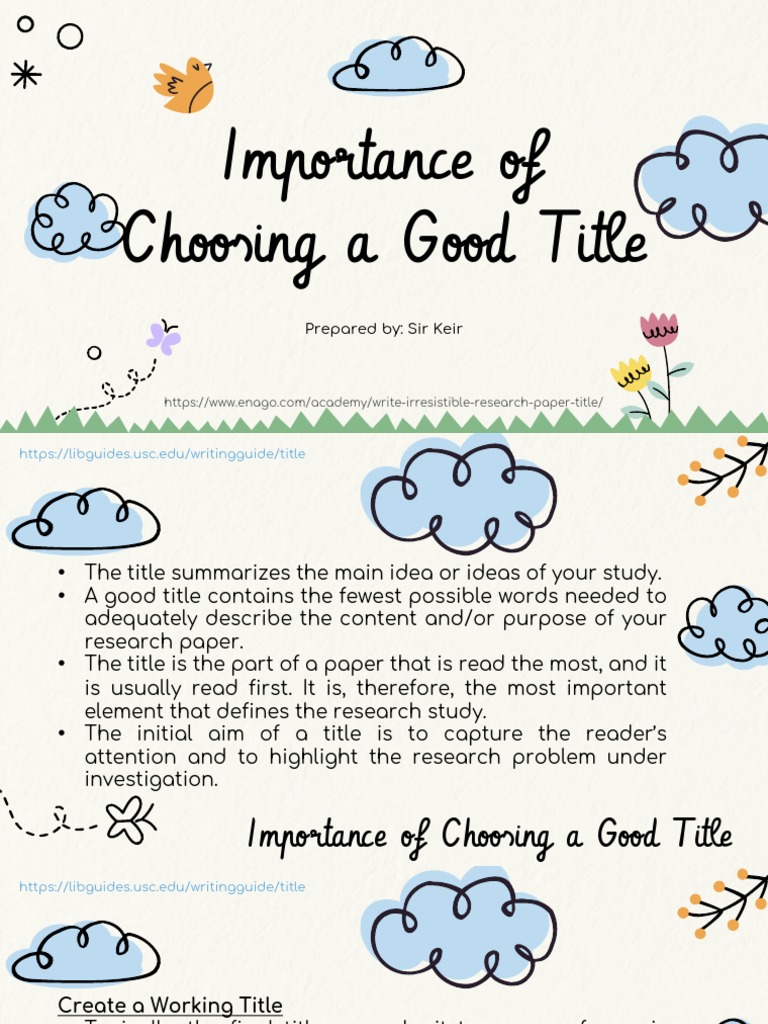 8-Choosing A Good Title | PDF | Communication | Cognition