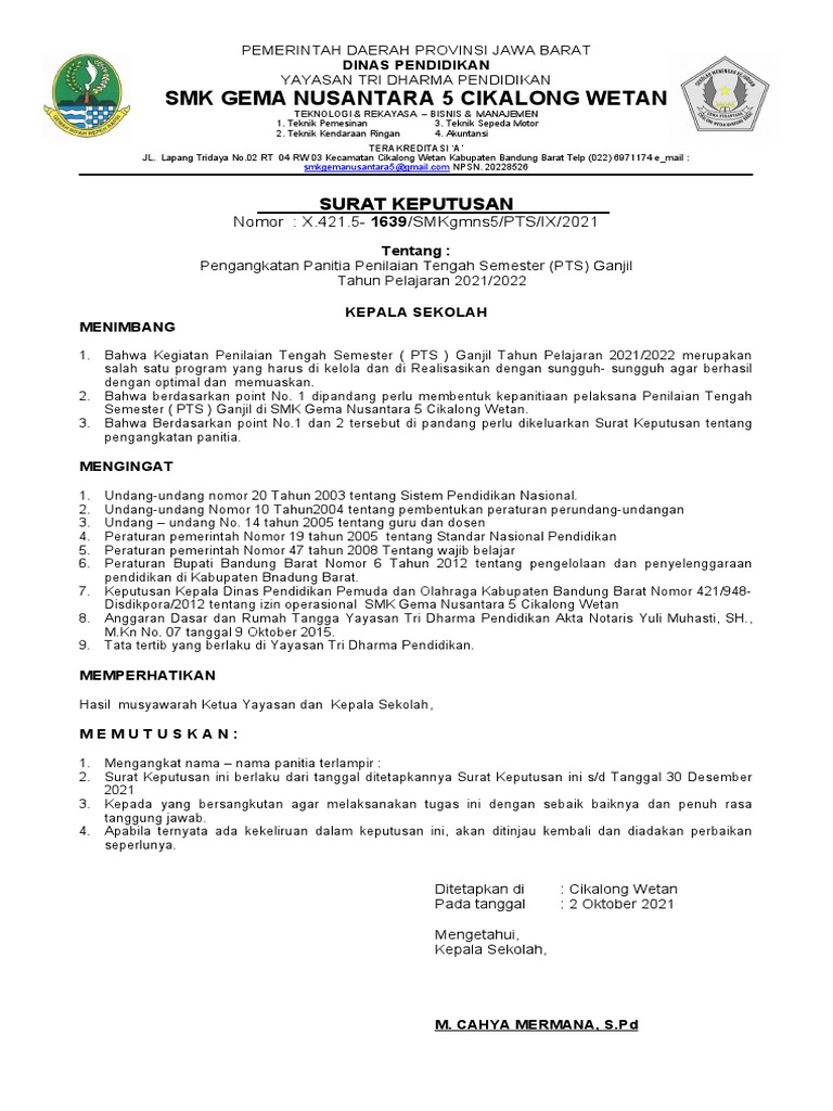 SK Panitia Pts Ganjil 2021-2022 | PDF