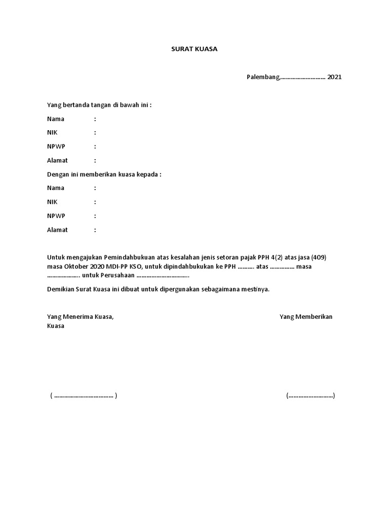 Surat Kuasa PBK | PDF