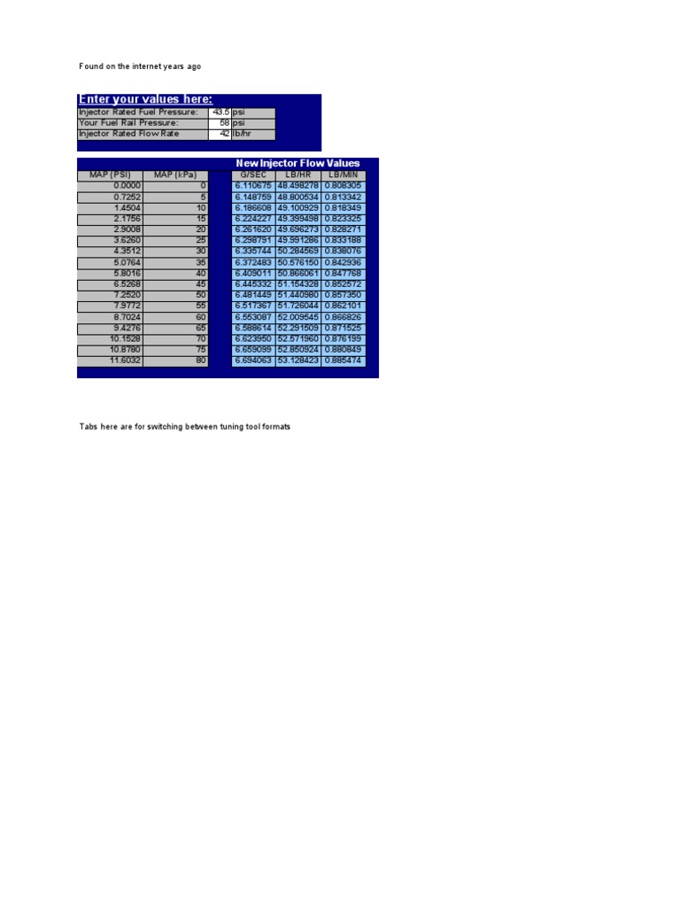 Injector Flow Rate and Pressure Calculator | PDF | Engines | Mechanical ...
