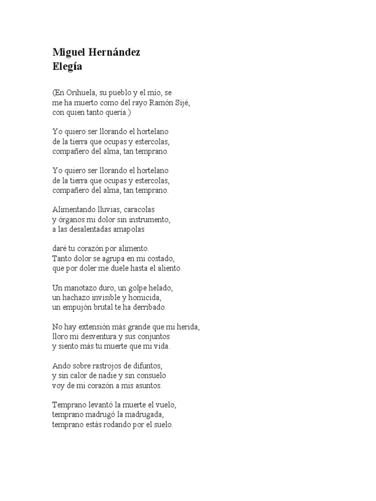 Miguel Hernández Elegia Pdf