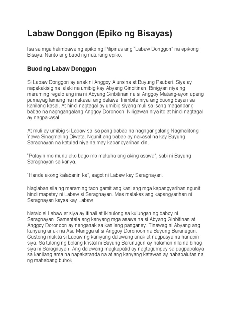 Research About Labaw Donggon | PDF