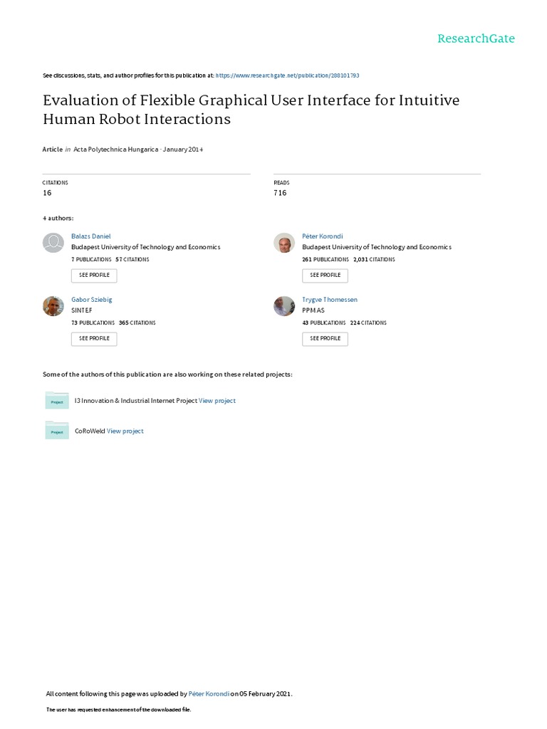 Evaluation of Flexible Graphical User Interface For Intuitive Human Robot Interactions | PDF ...