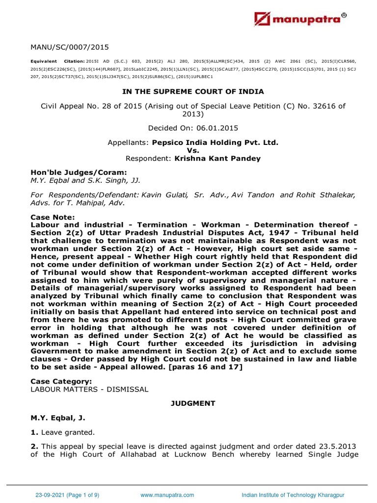 M.Y. Eqbal and S.K. Singh, JJ. For Respondents/Defendant: Kavin Gulati ...