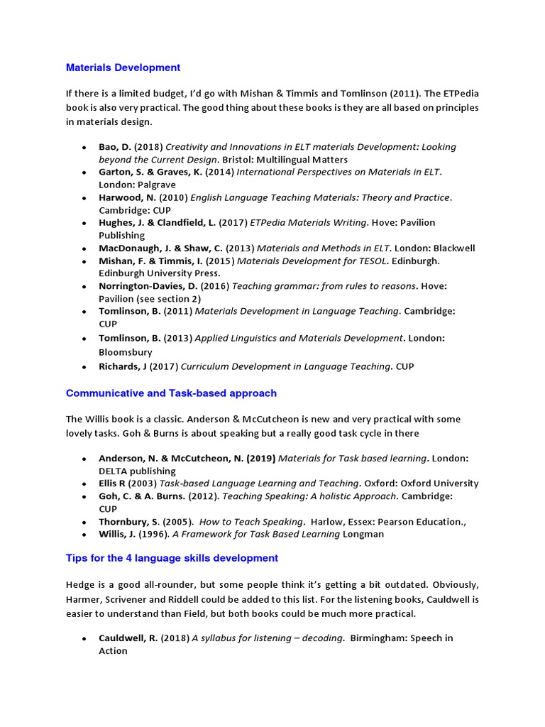 Essential Resources for ELT Materials Development | PDF | Language ...