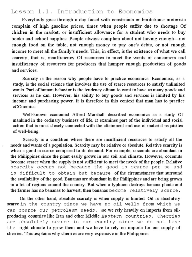 An Introduction to Economics: Scarcity, Choice, and the Factors of ...