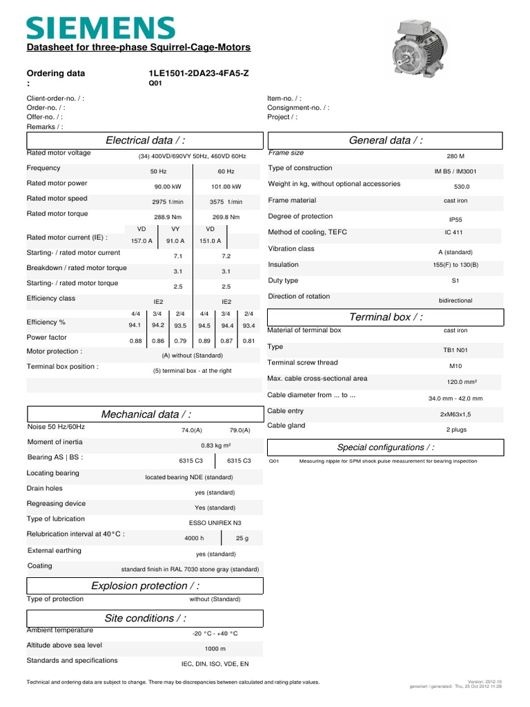 Electrical Data /: General Data /:: Datasheet For Three-Phase Squirrel ...