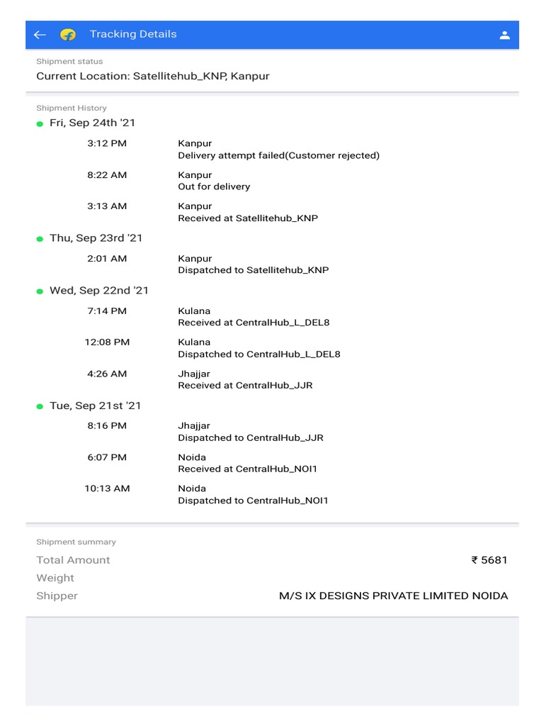 Flipkart Ekart Shipment Tracking Update | PDF