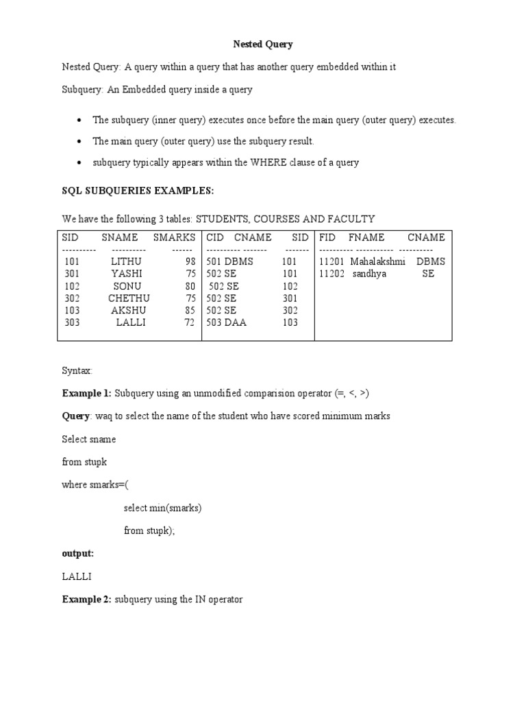 Nested Queries | PDF | Computer Programming | Software Engineering