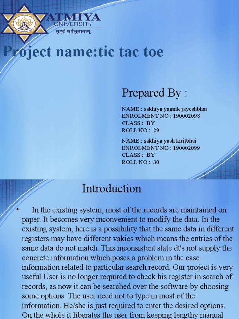 Tic Tac Toe Introduction | PDF | Software | Software Development