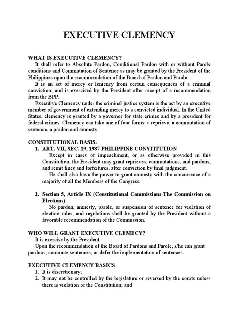 What Is Executive Clemency? | Download Free PDF | Pardon | Law Enforcement