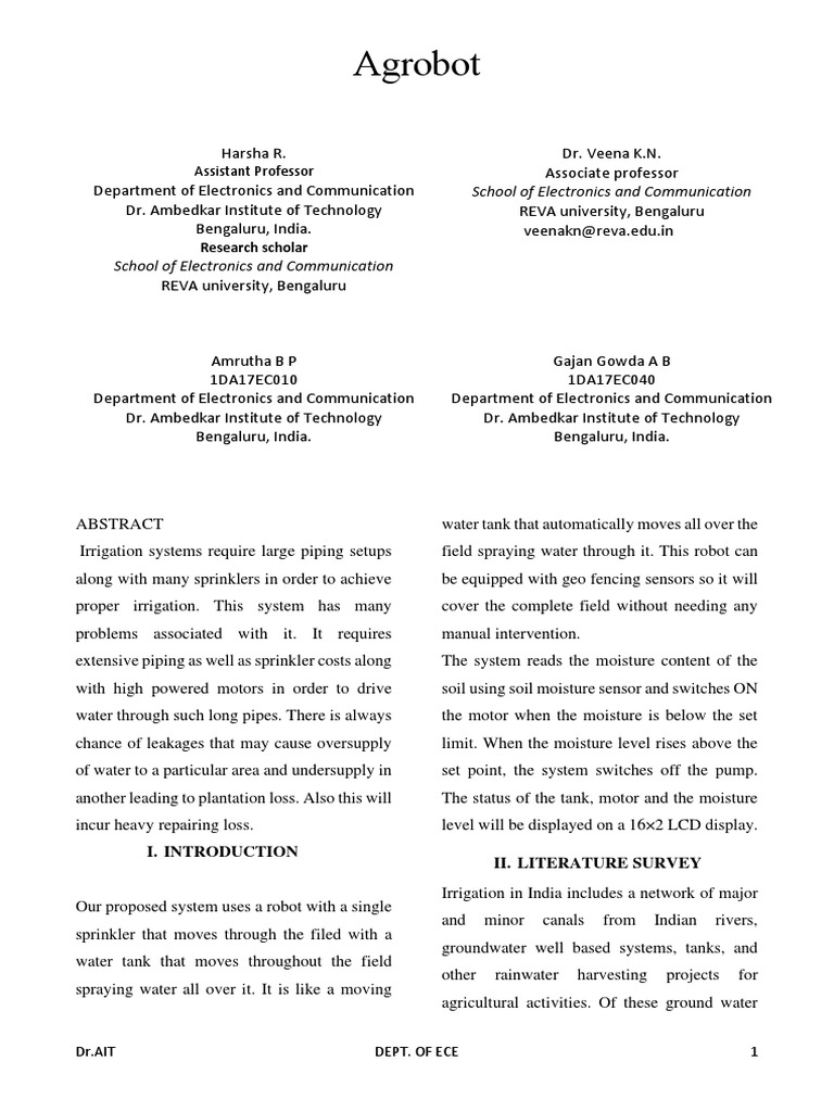 MINI PROJECT Agrobot | PDF | Arduino | Liquid Crystal Display