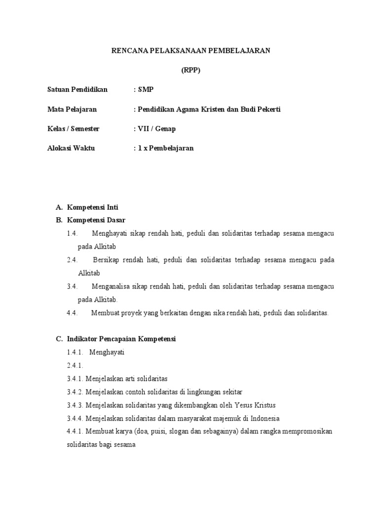 RPP Kelas 7 | PDF